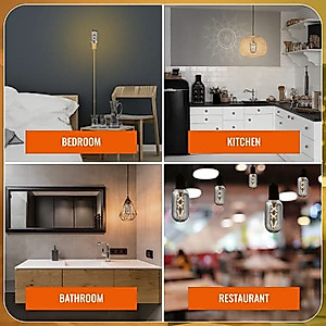 OMED T45/T14 Dimmable Vintage LED Edison Bulbs, E26 4W Antique Fishbone LED Filament Tubular Edison Bulbs 40 Watt Equivalent, 200LM 2700K Soft White Spiral Retro Tube Bulbs, Smoke Grey Glass, 6 Pack