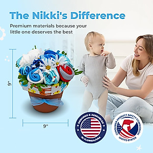 Baby Boy Clothing Flower Bouquet | Newborn Baby Boy Gift Basket with Baby Clothing Arranged Like Celebration Flowers, Creative Unique Blue Baby Set for Expecting Moms, Includes Spaceship Clothing Set
