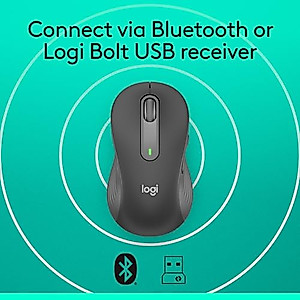 Logitech Signature M650 L Left Wireless Mouse - For Large Sized Left Hands, 2-Year Battery, Silent Clicks, Customizable Side Buttons, Bluetooth, for PC/Mac/Multi-Device/Chromebook - Graphite