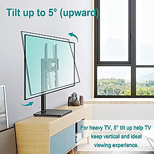 Universal TV Stand, Swivel TV Stand Base Fits Most 37 to 70 Inch LCD LED Screens, 9 Levels Height Adjustable Table Top TV Stand with Tempered Glass Base, Holds up to 88lbs, Max VESA 600x400mm