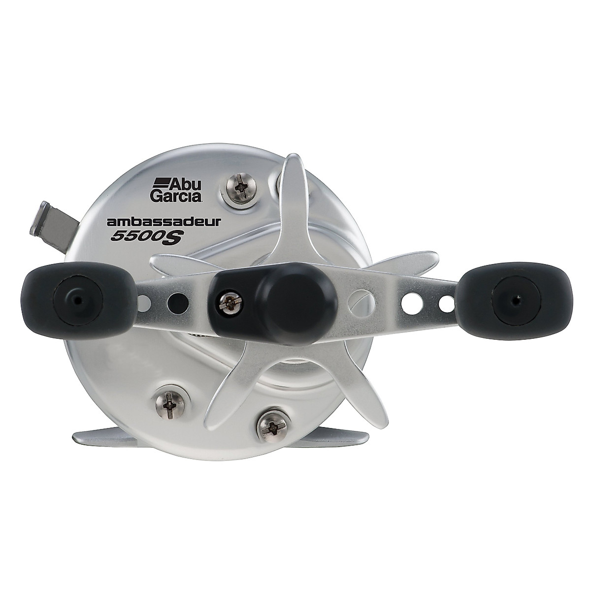 Abu Garcia Ambassadeur S Conventional Reel, Size 5500 (1292732), 1 Stainless Steel Ball Bearings + 1 Roller Bearing, Synthetic Star Drag, Max of 11lb | 4.9kg,Silver