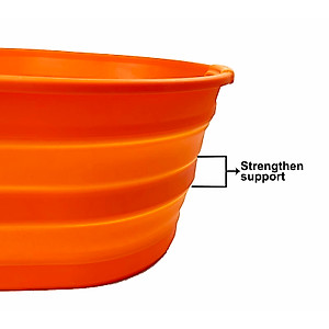 SAMMART 23L (6 Gallons) Collapsible Plastic Laundry Basket - Oval Tub/Basket - Foldable Storage Container/Organizer - Portable Washing Tub - Space Saving Laundry Hamper (Orange)