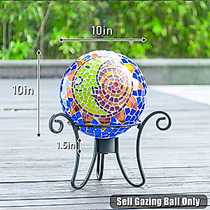 VCUTEKA Gazing Balls, Glass Garden Globe Mosaic Gazing Ball Sphere for Garden Lawn Outdoor Ornament Yard Decorative, 10-Inch, Sun and Moon