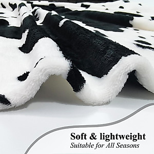 Cow Print Blanket, Soft Lightweight Cow Baby Blankets for Boys Girls, Double-Sided Cute Black Cow Blanket Soft Warm Cozy Toddler Blankets for Boys Daycare, Cow Gifts for Kids Blanket 50x40 inch