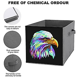 Watercolor Bald Eagle Large Cubes Storage Bins Collapsible Canvas Storage Box Closet Organizers for Shelves