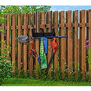 Poolmaster 35601 Mounted/Hanging Outdoor Backyard Garden Tool Organizer Storage Rack, Black