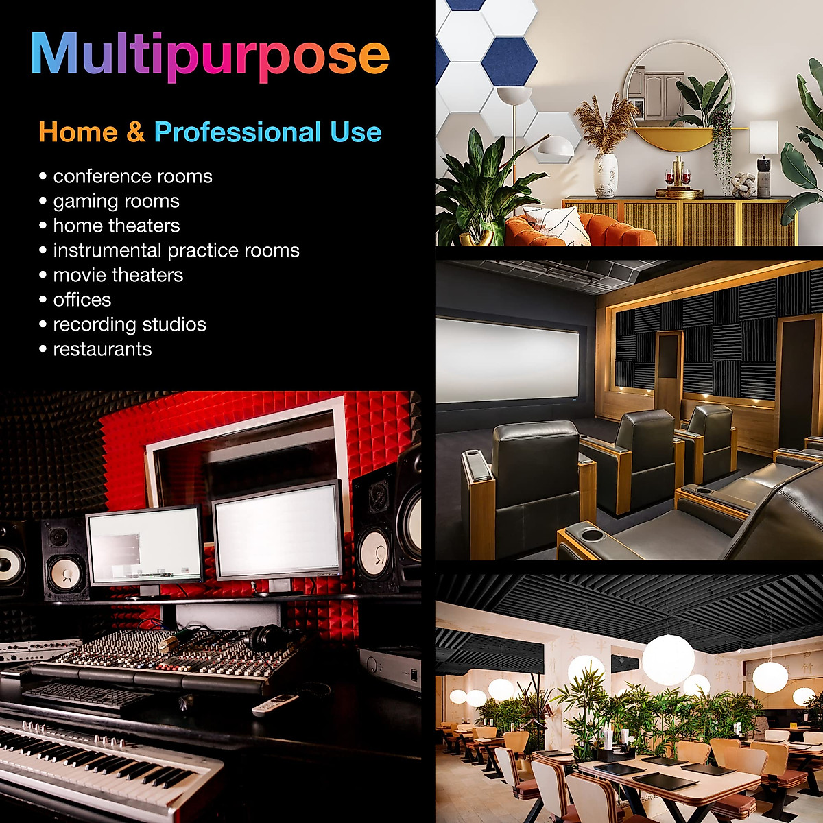 Fstop Labs Acoustic Foam Panels, 12" X 12" X 0.4" Acoustic Sound Absorbing Panel Tiles, Acoustic Panels, Absorption Insulation Treatment Used in Home & Offices (12 Pack, Grey)