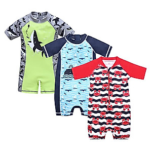 Toddler Baby Boys' Swimwear One Piece UPF 50+ Swimsuit Boy Lovely Cartoon Prints Bathing Suit Red 12M