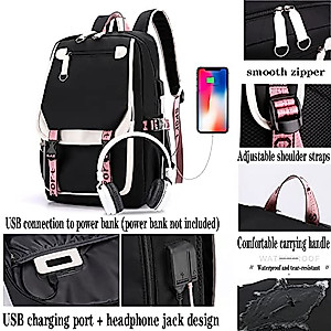 Stylifeo Teenage Girls' Backpack, Middle School Backpack Students Bookbag Daypack for Teen Girls,with USB Charge Port (Pink and Black)