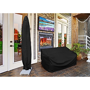 NettyPro Umbrella Cover for 6ft to 9ft Patio Umbrellas, Waterproof and Durable Market Umbrella Parasol Cover with Zipper and Rod, Black