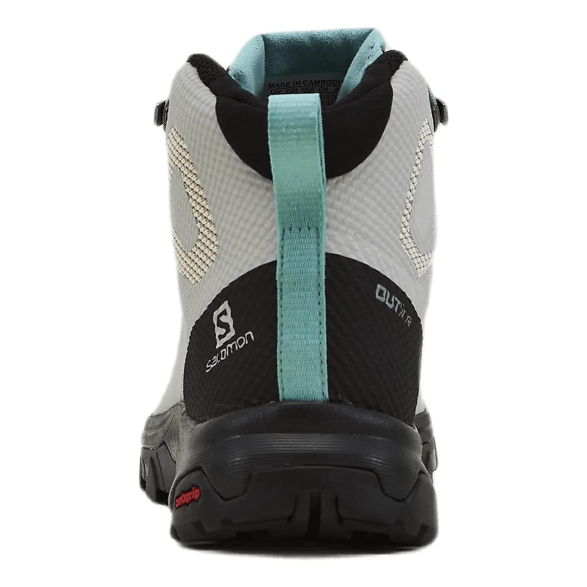 Salomon Outline Mid Gore-TEX Hiking Boots for Women, Lunar Rock/Black/Pastel Turquoise, 8