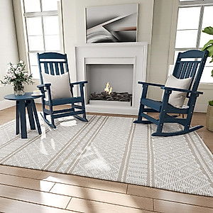 NAVINE Outdoor Rocking Chairs Set of 2, Oversized High Back Patio Rocking Chairs, All Weather Porch Rocking Chairs for Outside. Navy Blue