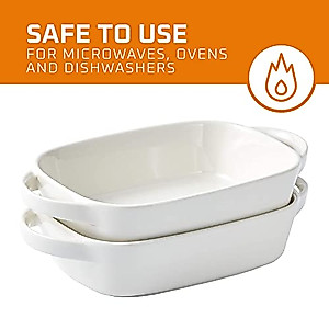 Bruntmor Ceramics Porcelain Rectangular Baking Dish Set of 2, Casserole Dish, Baking Pans for Lasagna, Cake, 2-Piece, Baking Dish for Christmas eve, White