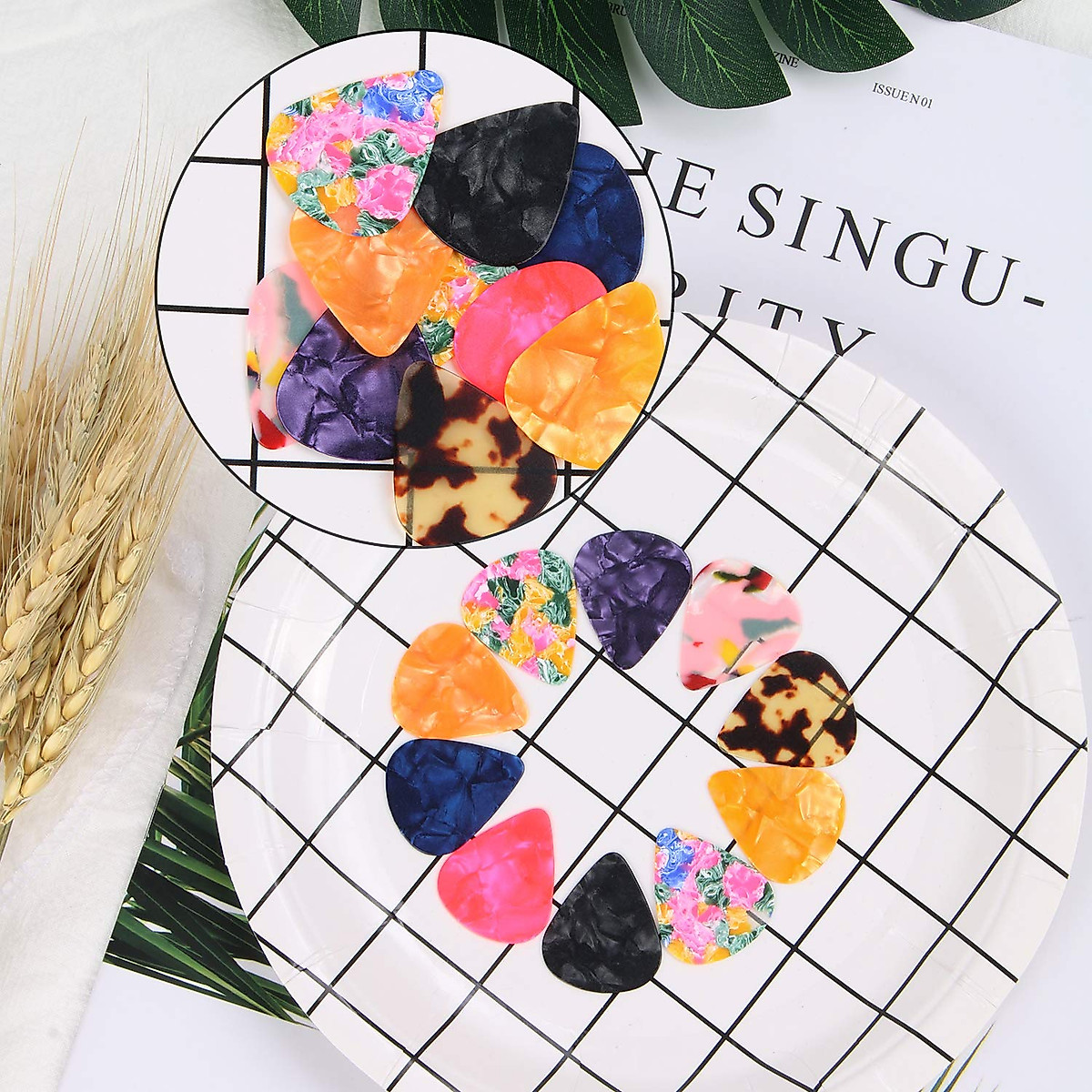 2 Pcs Guitar Fretboard Stickers, Guitar Note Stickers, Learn Guitar Tabs, Sticker for Beginner Learner with 10 Pcs Guitar Picks