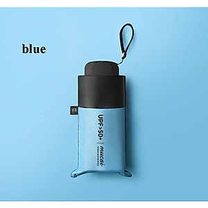 Aprjv Travel Folding Umbrella, Mini Umbrella Windproof Portable Compact Umbrella UV Protection Lightweight Strong Sun-Lightweight Tiny Pocket Umbrella for Mens Women (Blue)