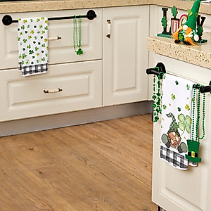 ARKENY St Patricks Day Gnome Green Shamrock Kitchen Towels Dish Towels St. Patrick's Day Decorations for Home Décor Ultra Absorbent Bar Drying Cloth 18x26 Inch Hand Towel for Cooking Set of 2