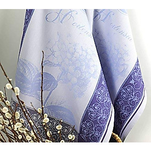 Garnier Thiebaut Hortensia Blue French Jacquard Kitchen Towel 22"x30", 100% Cotton