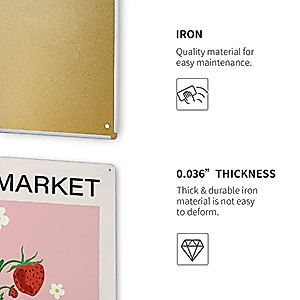 Loyience Fruit Market tin Sign, Strawberry Fruit Print, Kitchen Art Print, Food Art,Pink Home Decor, Dining Room,Retro Signs Home Decoration Gifts for Mom,Dad and Friends Metal Tin Sign 5.5X8 Inch