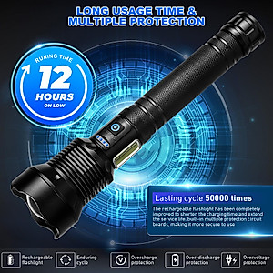 Cinlinso Flashlights High Lumens Rechargeable, 990,000 Lumens Super Bright Led Flash Light, 7 Modes with COB Light, IPX6 Waterproof, Handheld Powerful Flashlight for hu∩ting, Camping, Emerge∩cies