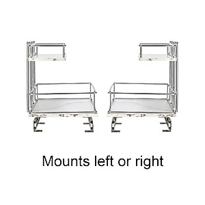 Household Essentials Glidez Chrome-Plated Steel and Faux Marble Pull-Out/Slide-Out Storage Organizer for Under Sink or Cabinet - 2-Tier Design - Fits Standard Size Cabinet or Shelf, White and Chrome