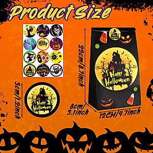Qilery Halloween Party Favors for Kids with 96 Pieces Halloween Candy Bags Trick or Treat Bulk Halloween Goodie Bags and 96 Pcs Halloween Stickers for Party Supplies Gifts, 12 Styles(Scary Style)