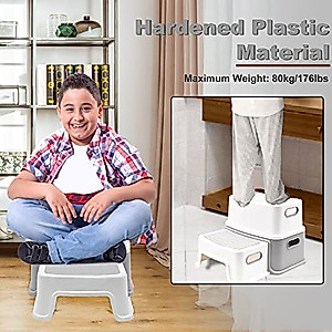 Step Stools for Kids, Toddler Step Stool for Bathroom Sink, 2 Step Stool for Toddlers, 11.8(L) X14.76(W) X9.87(H) Slip Resistant Grey 1 Pack