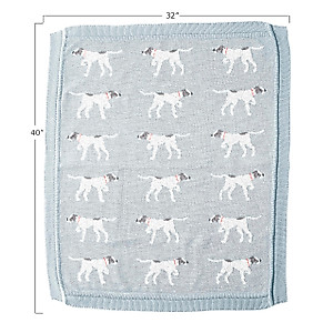 Creative Co-Op DF2527 40" L x 32" W Cotton Knit Baby Dog Blanket, Blue, Small