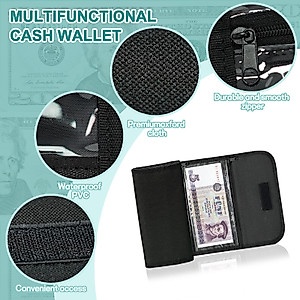 DSVENROLY Money Organizer Cash Wallet with 10 Zipper Slots Money Holder Budget Wallet, Discreet Money Bag for Receipts Coupons Tips (1Pc, Black)