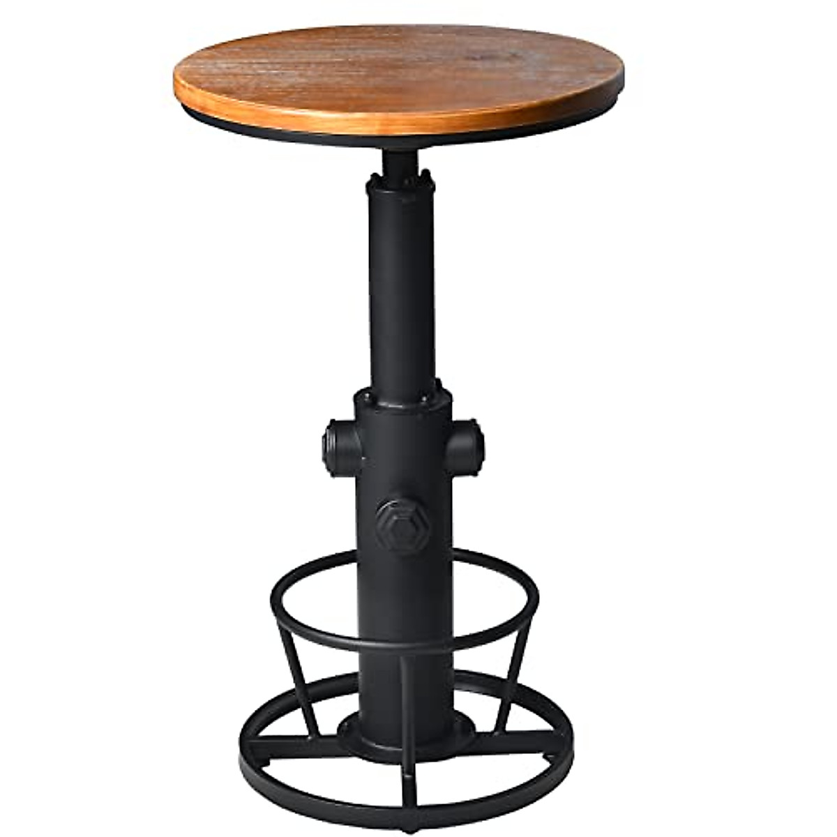 Vintage Bar Set includes Farmhouse Fire Hydrant Design Bistro Bar Table(38.6-44.4inch) and Set of 2 Industrial Bar Stools (26-32inch) Height Adjustable Swivel Wooden Top for Kitchen Dining Room Office