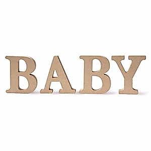 ANSOMO Baby Letters Small Table Sign Baby Shower Centerpiece Party Decorations Rustic Vintage Wooden Color