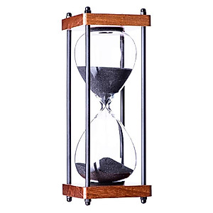 Large Hourglass Timer 60 Minute, Decorative Wooden Sandglass, Black