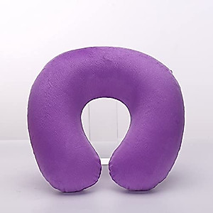 Inflatable Travel Neck Pillow for Airplane U-Shaped Neck Cushion Plush Fabric Headrest Sleep Office Napping Pillow Orange
