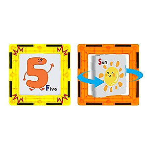 PicassoTiles Magnetic Building Blocks with Tiles and Click-in Educational Graphic Arts Magnet Construction Toy Set STEM Learning Playset Child Brain Development Stacking Playboard