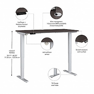 Bush Business Furniture Move 40 Series Height Adjustable Desk, 60W x 30D, Storm Gray