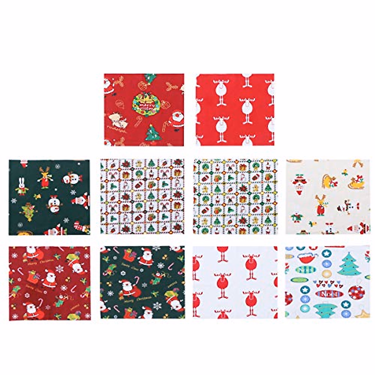 MILISTEN 6pcs Christmas Cotton Fabric Xmas Theme Quilting Cloth Piece Fat Patchwork Bundles Quarters Precut Scraps for Xmas Dress Cloth Bag DIY Sewing Craft 20x25cm Random Pattern