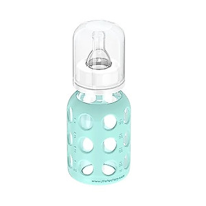 Lifefactory Glass Baby Bottle with Silicone Sleeve 4 Ounce, 2 Pack - Mint