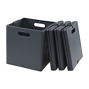 Nesmilers 4 Pack Collapsible Storage Cubes, Foldable Cubes Storage Bins, Grey