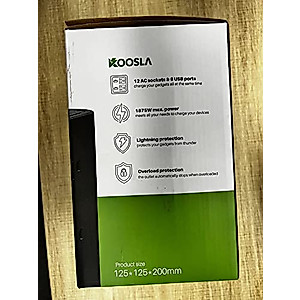 Power Strip Tower by KOOSLA, [15A 1500J] Surge Protector - 12 AC Multiple Outlets and 6 USB Ports, Flat Plug 14 AWG Heavy-Duty Extension Cord 6.5ft, Home Office Supplies, Dorm Room Essentials White