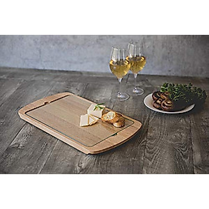 TOSCANA - a Picnic Time brand Billboard Glass Top, Serving Platter, Cheese Charcuterie Boards, (Parawood)