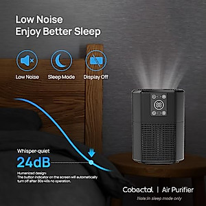 Air Purifiers for Bedroom Home, Air Purifier with True H13 HEPA Filter for Dander Pollen Odor, Small Desktop Air Purifier with 9 Timers for Office,Living Room, Bedroom,Kitchen, Black,1pack