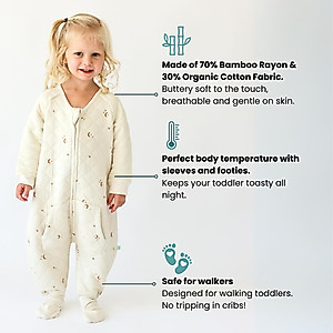 Tealbee DREAMSIE Toddler Wearable Blanket with Sleeves | Baby Sleep Bag Sack with Feet and Sleeves for Walkers and Walking Baby. TOG 1.2 Toddler Sleep Suit to Keep Warm (12M-2T)