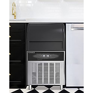 GSEICE Commercial Ice Maker Machine, 200lbs/24H Ice Machine with 80lbs Storage Ice Bin, Stainless Steel Big Storge Ice Maker Ideal for Home Coffee Shop Bars and Restaurant