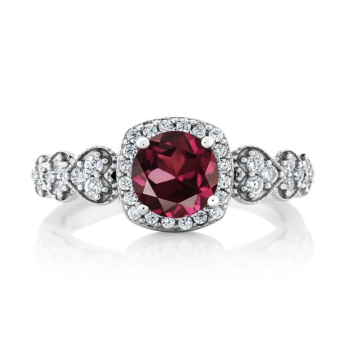 Gem Stone King 925 Sterling Silver Red Rhodolite Garnet Ring For Women (1.32 Cttw, Gemstone Birthstone, Available In Size 5, 6, 7, 8, 9)