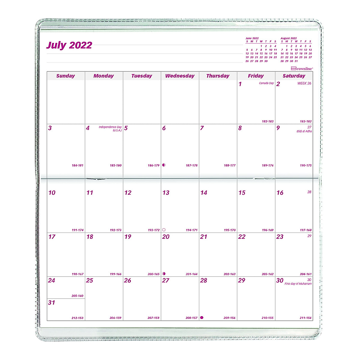 Brownline Essential Monthly Pocket Planner, 18 Months, July 2022 to December 2023, Stitched Binding, 6.5" x 3.5", Dog Design (CA412.02-23)