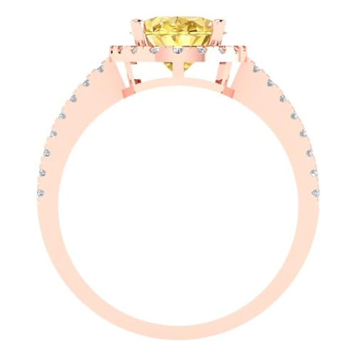 Clara Pucci 3.42ct Oval Cut Solitaire Halo Canary Yellow Simulated Diamond Designer Wedding Anniversary Bridal Ring 14k Rose Gold 9.25