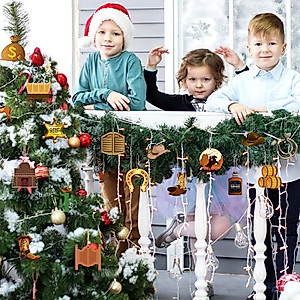 24 Pcs Christmas Western Cowboy Ornaments Wood Hanging Christmas Tree Ornaments Western Party Decorations Wooden Cowgirl Farm Hat Wild Boot Cow Horse for Xmas Tree Decoration