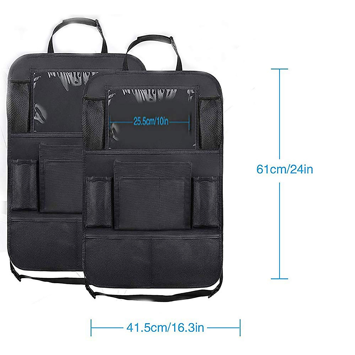 Car Backseat Organizer Kick Mat, Car Seat Back Protectors with Touch Screen Tablet Holder + 9 Storage Pockets Back seat Organizer for Kids