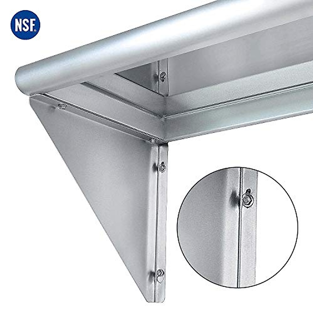 WMAOT 12”×24” Stainless Steel Shelf Wall Mounted Commercial Metal Shelving, for Appliance & Equipment Metal Shelving, Kitchen, Restaurant, Garage, Laundry, Utility Room (12x24)