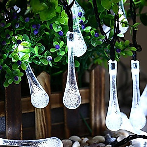 Icicle Solar String Lights, 24.6ft Solar Outdoor Lights with 40 Waterproof LED, 8 Modes Waterdrop Decoration Lights for Garden, Patio, Lawn, Gazebo, Fence, Wedding, Holiday, Party (White)