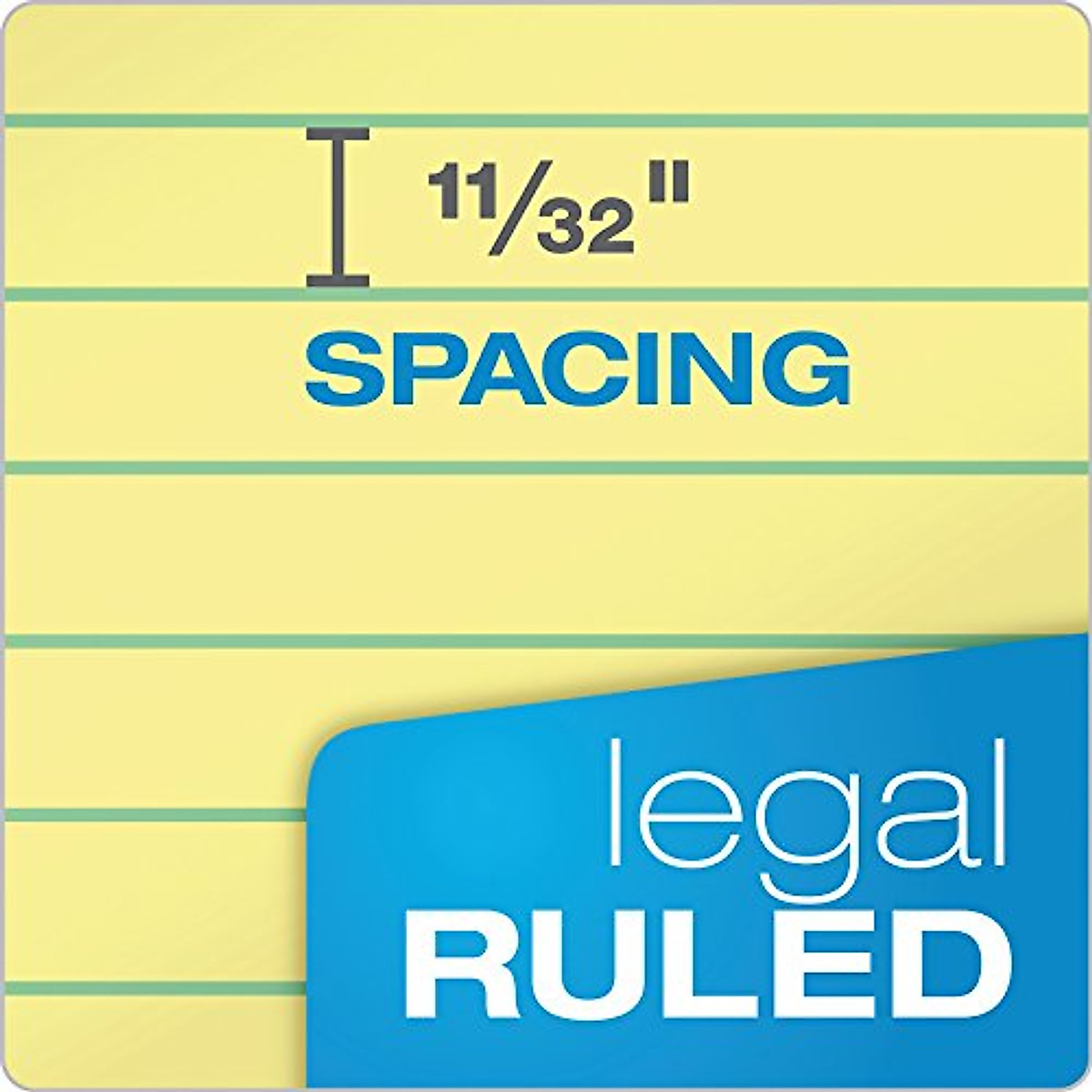 TOPS The Legal Pad Writing Pads, 8-1/2" x 11-3/4", Canary Paper, Legal Rule, 50 Sheets, 12 Pack (7531)